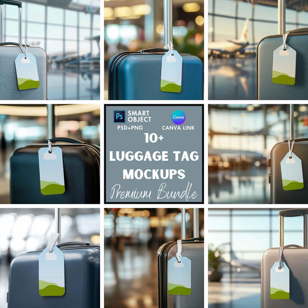 Luggage Tag Mockups, Luggage Tag Template, Printify Mockups, Canva and ...