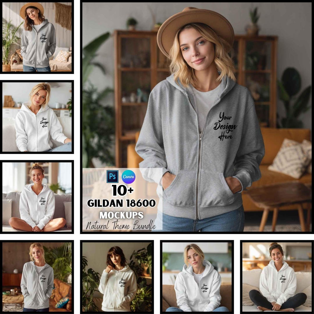 Gildan 18600 Mockup | Unisex Zip Hoodie | Gildan Mockup | Digital ...