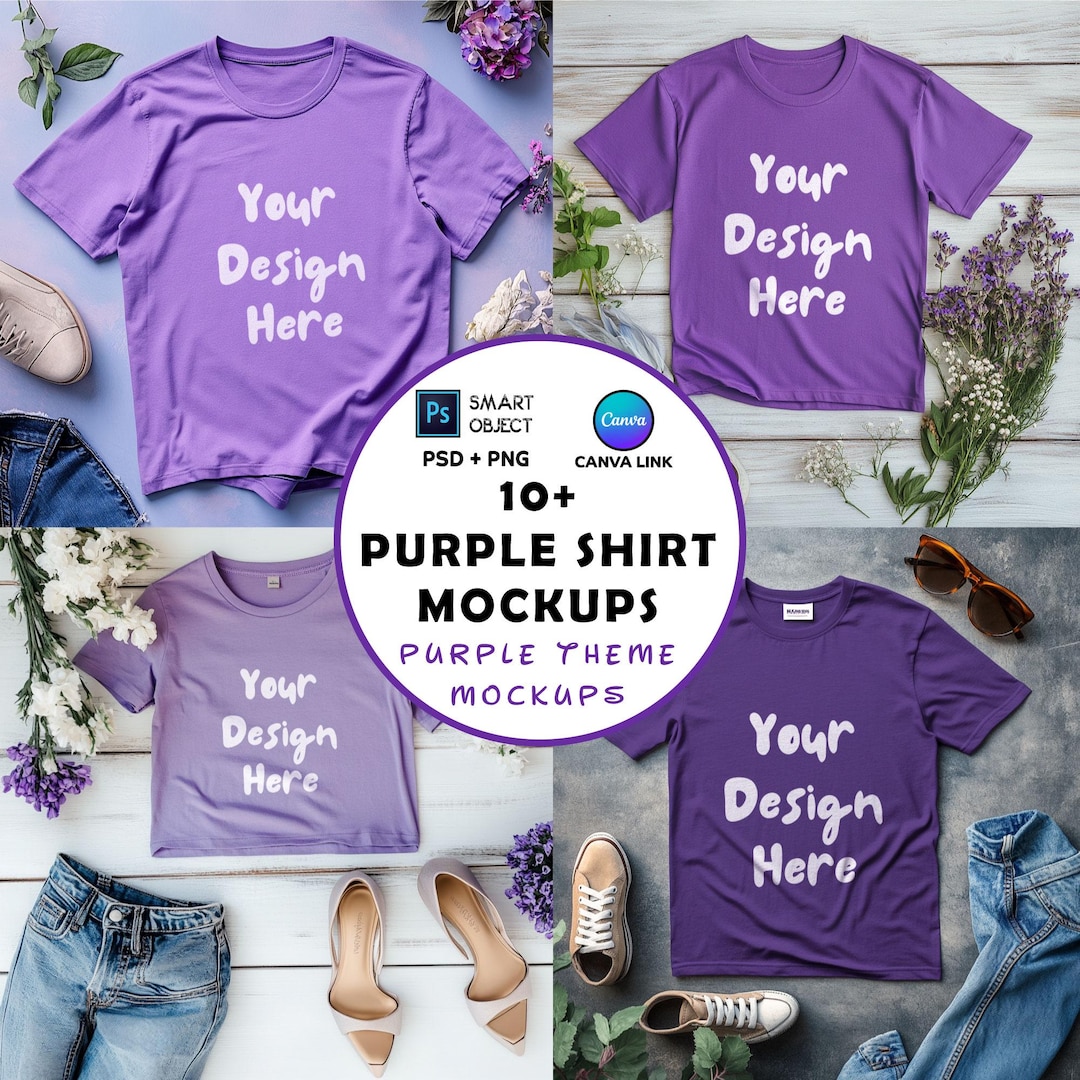 Purple Shirt Mockup | Shirt Mockups | Printify Mockups | Canva ...