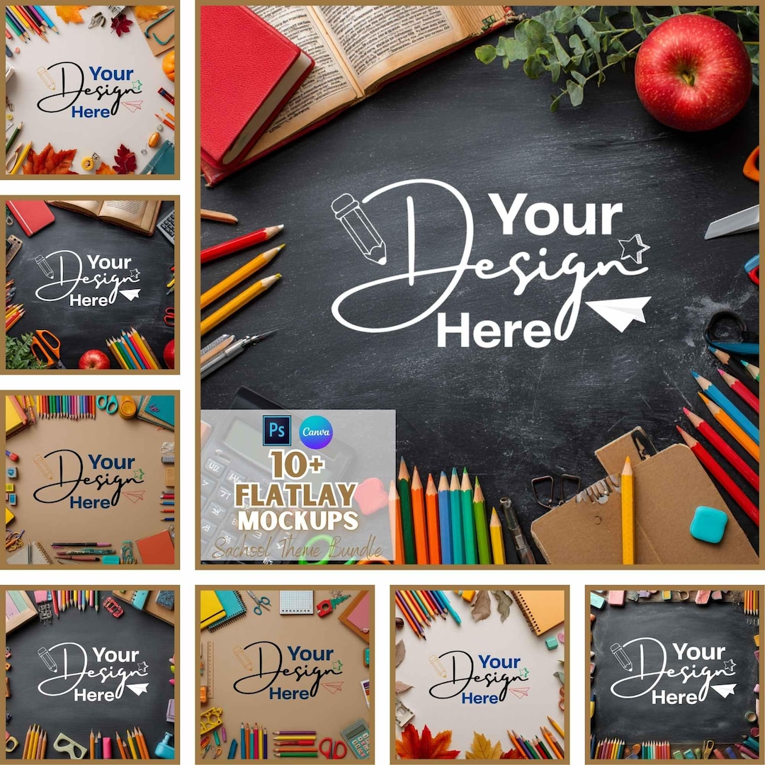 Back to School Flat Lay Mockup | School Background | Digital Download ...
