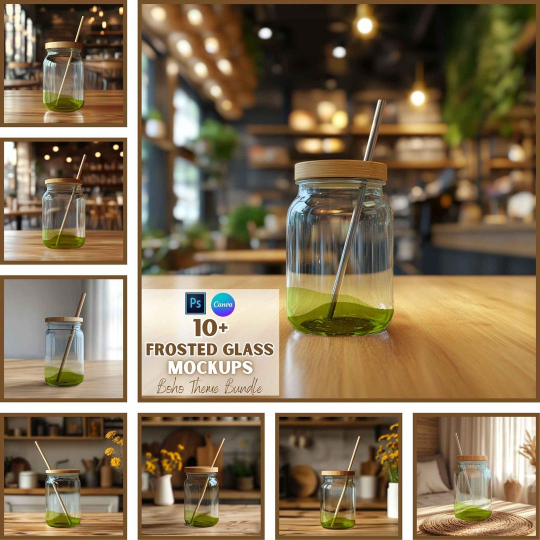 Sipper Glass Mockups | Glass Can Mockups | Printify Mockups | Canva and ...