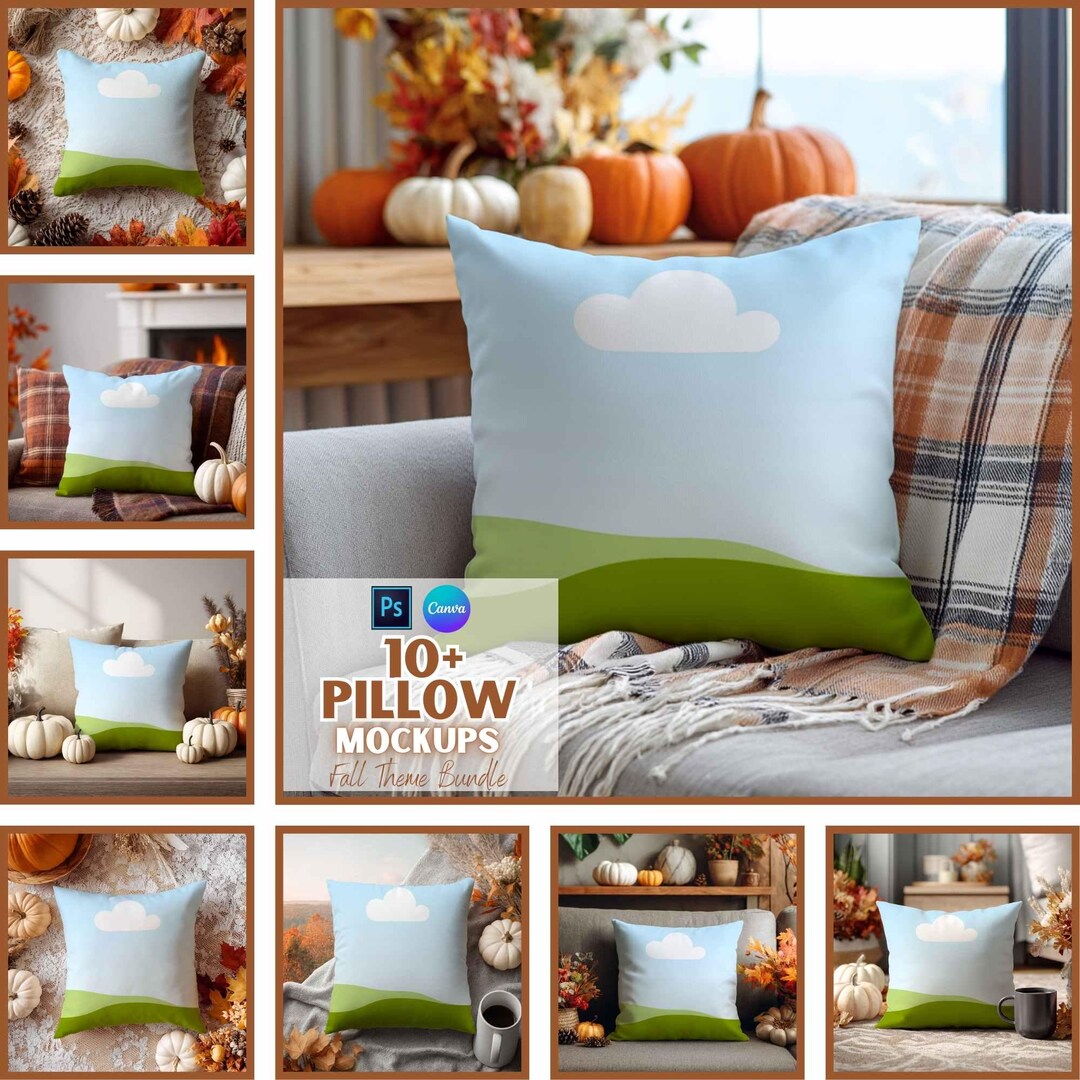 Fall Pillow Mockups | Autumn Decor | Halloween Pillow | Digital ...