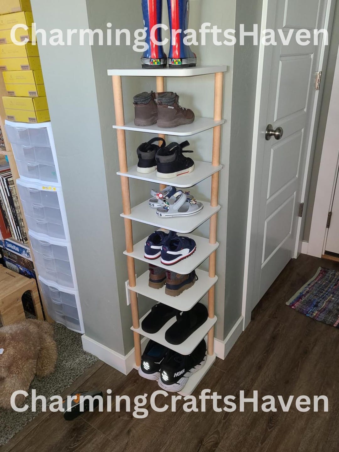 8 Tiers Wooden Shoe Rack | Shoe Organizer | Narrow Shoe Storage | Shoe ...