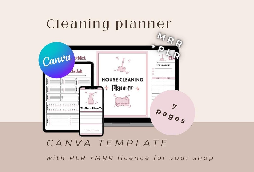 Cleaning Planner, PLR + MRR Template for Easy Organization, Printable ...