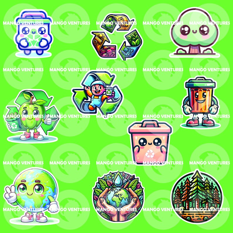 10 Printable Stickers Reuse Reduce Recycle Garbage Truck - Etsy