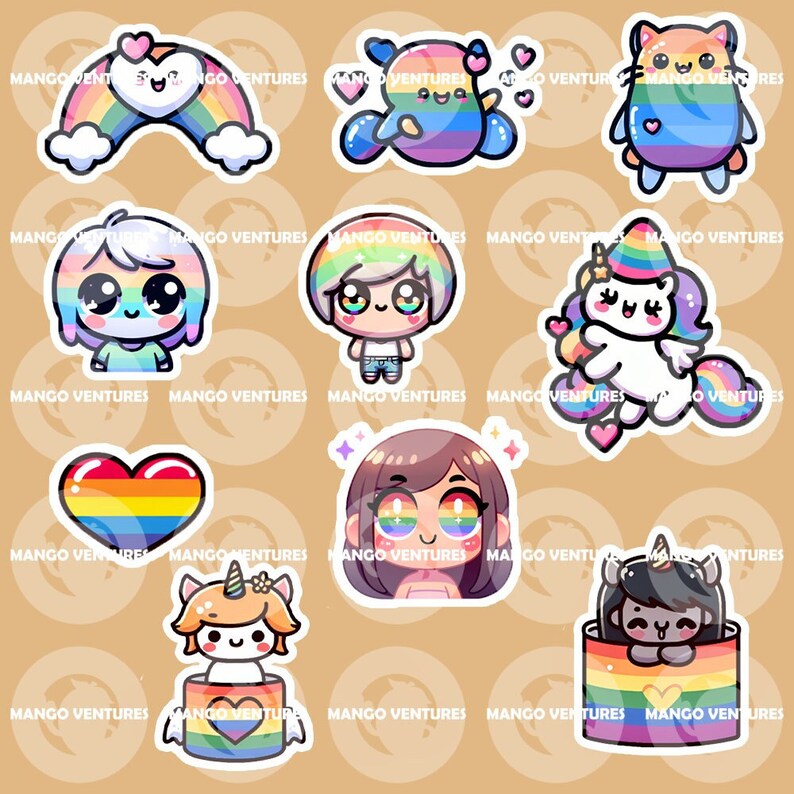 Printable Pride Month LGBTQ Digital Stickers Set of 10 - Etsy