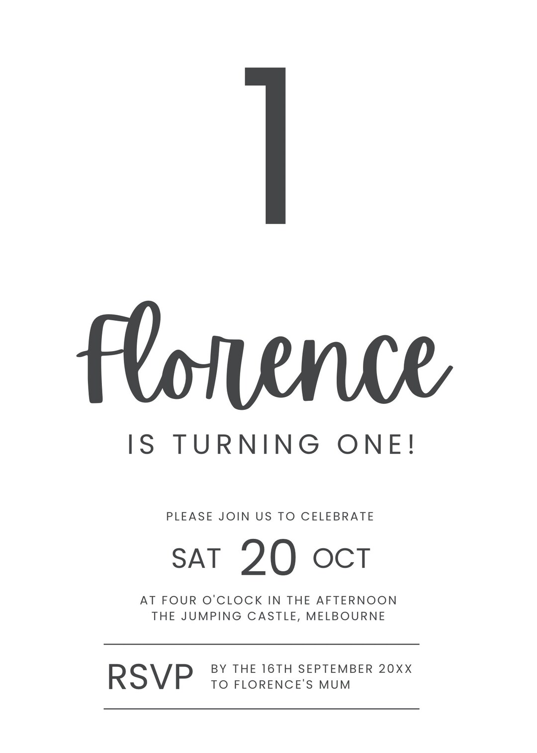 Minimalist Birthday Party Invitation - Etsy