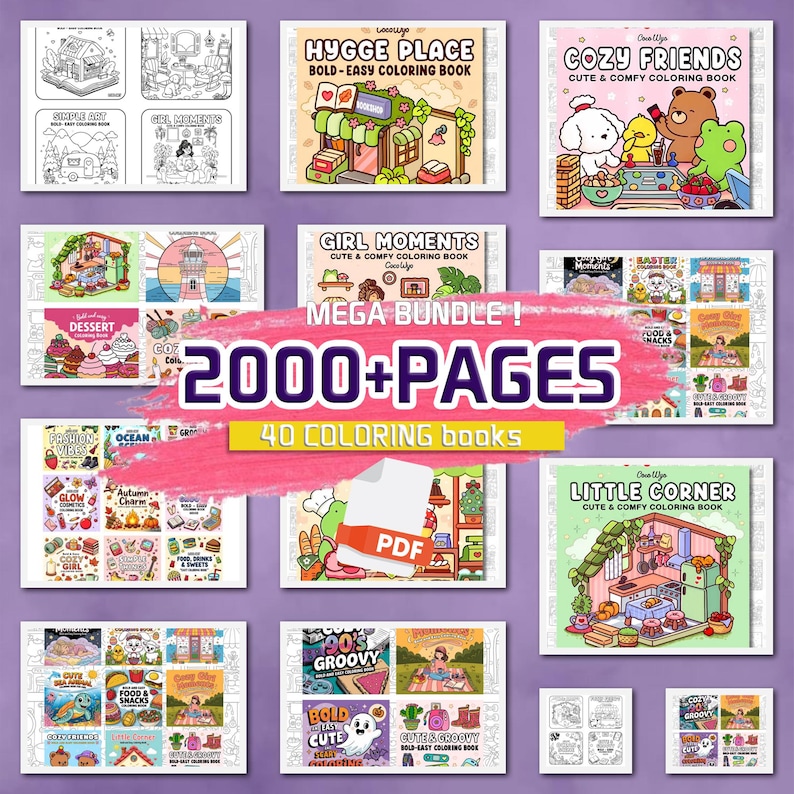 2000+coloring Pages-mega Bundle-super Cute Animal Characters Coloring ...