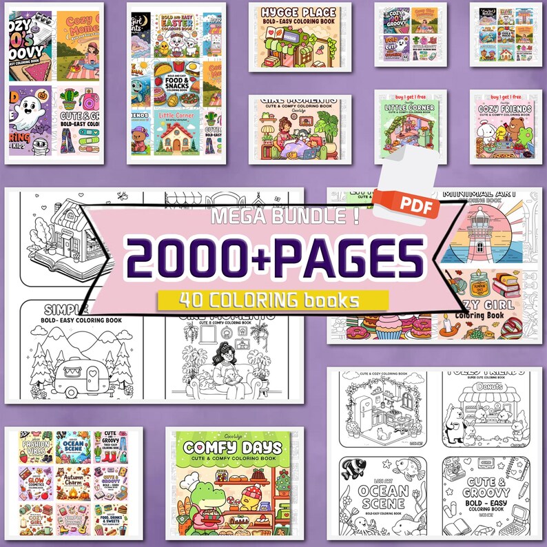 2000+coloring Pages-digital Download-super Cute Animal Characters ...