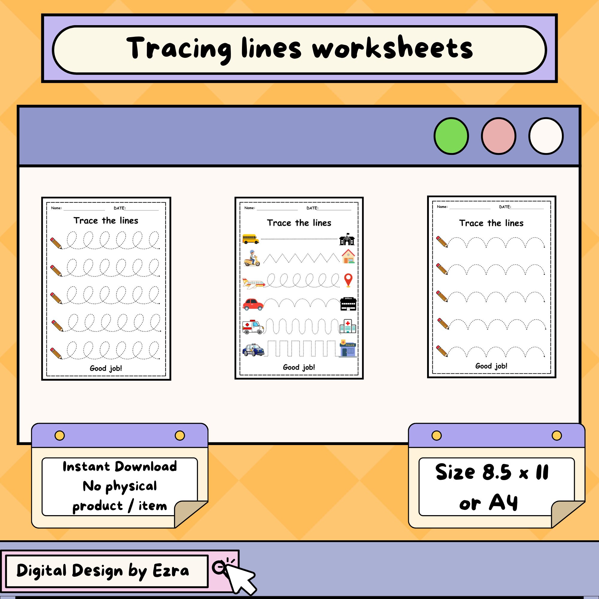 Line Tracing Worksheets, Lines Trace Pages Printable, Homeschool Busy ...