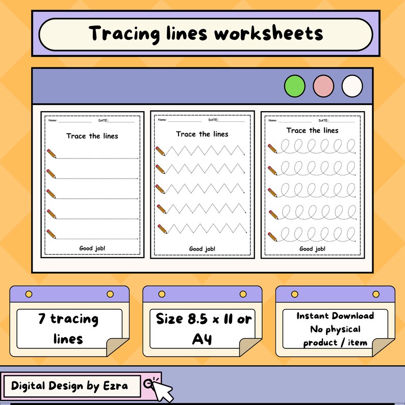 Line Tracing Worksheets, Lines Trace Pages Printable, Homeschool Busy ...