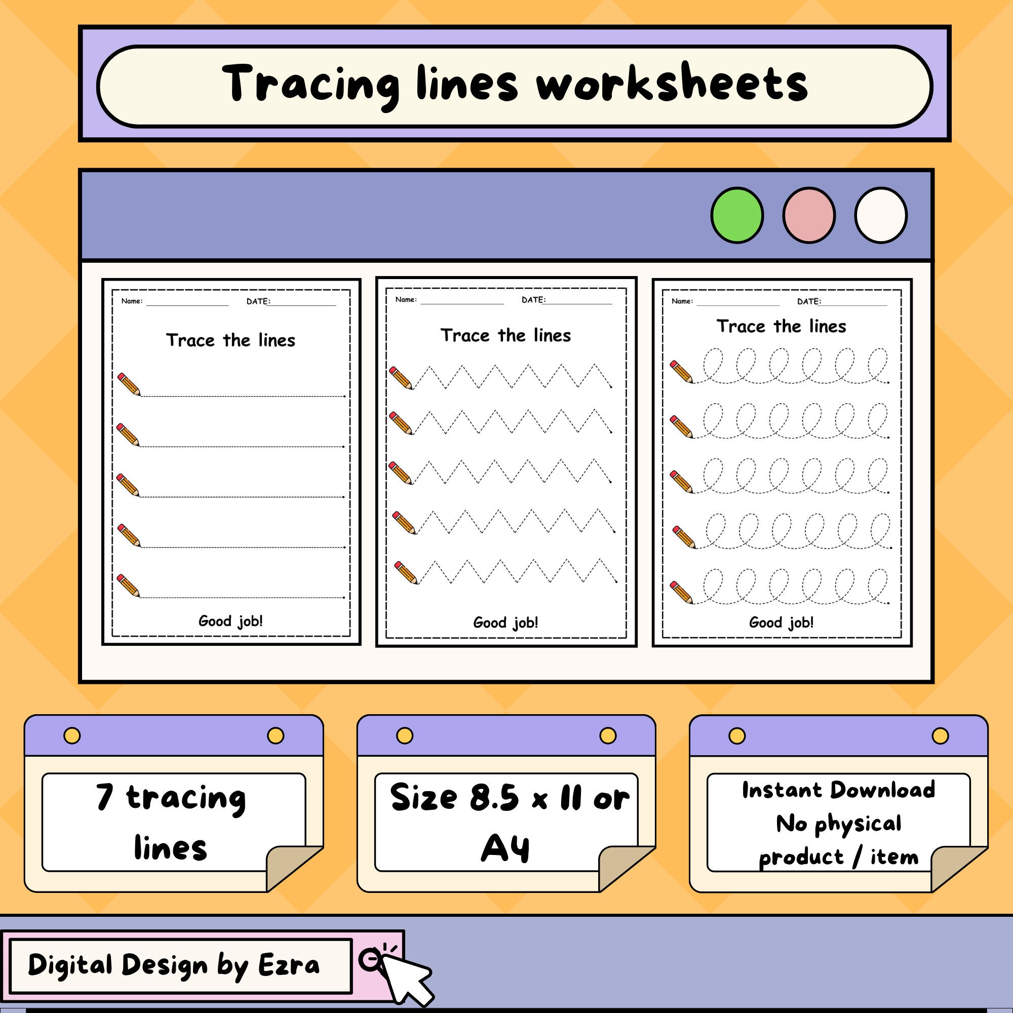 Line Tracing Worksheets, Lines Trace Pages Printable, Homeschool Busy ...
