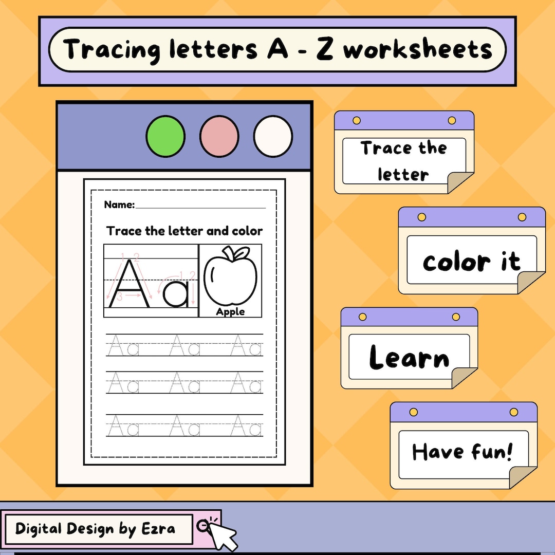 Tracing Alphabet A Z Worksheets With Coloring Practice for Writing ...