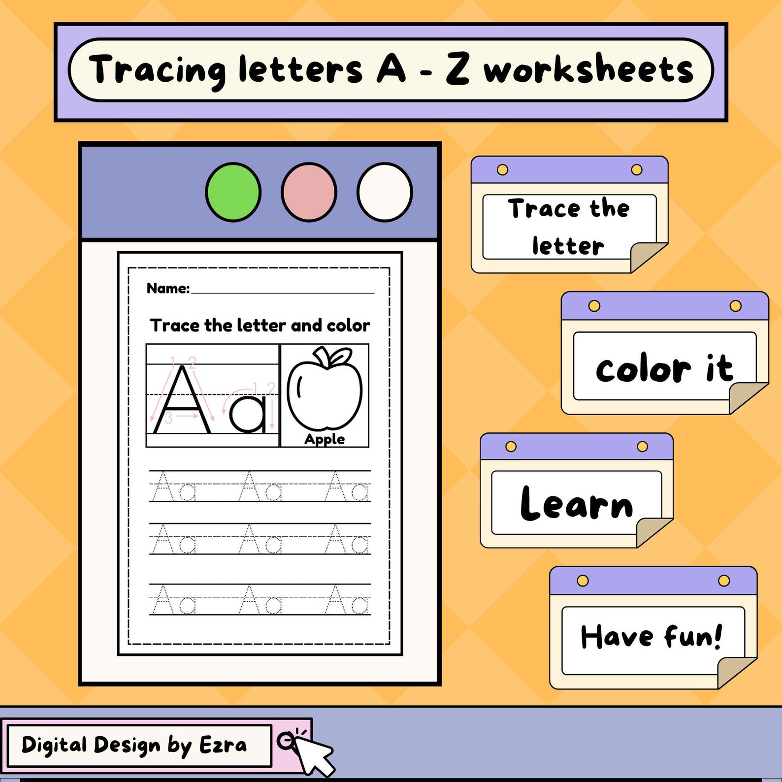 Tracing Alphabet A Z Worksheets With Coloring Practice for Writing ...