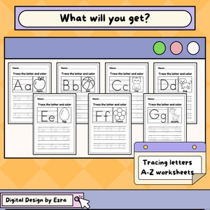 Tracing Alphabet A Z Worksheets With Coloring Practice for Writing ...