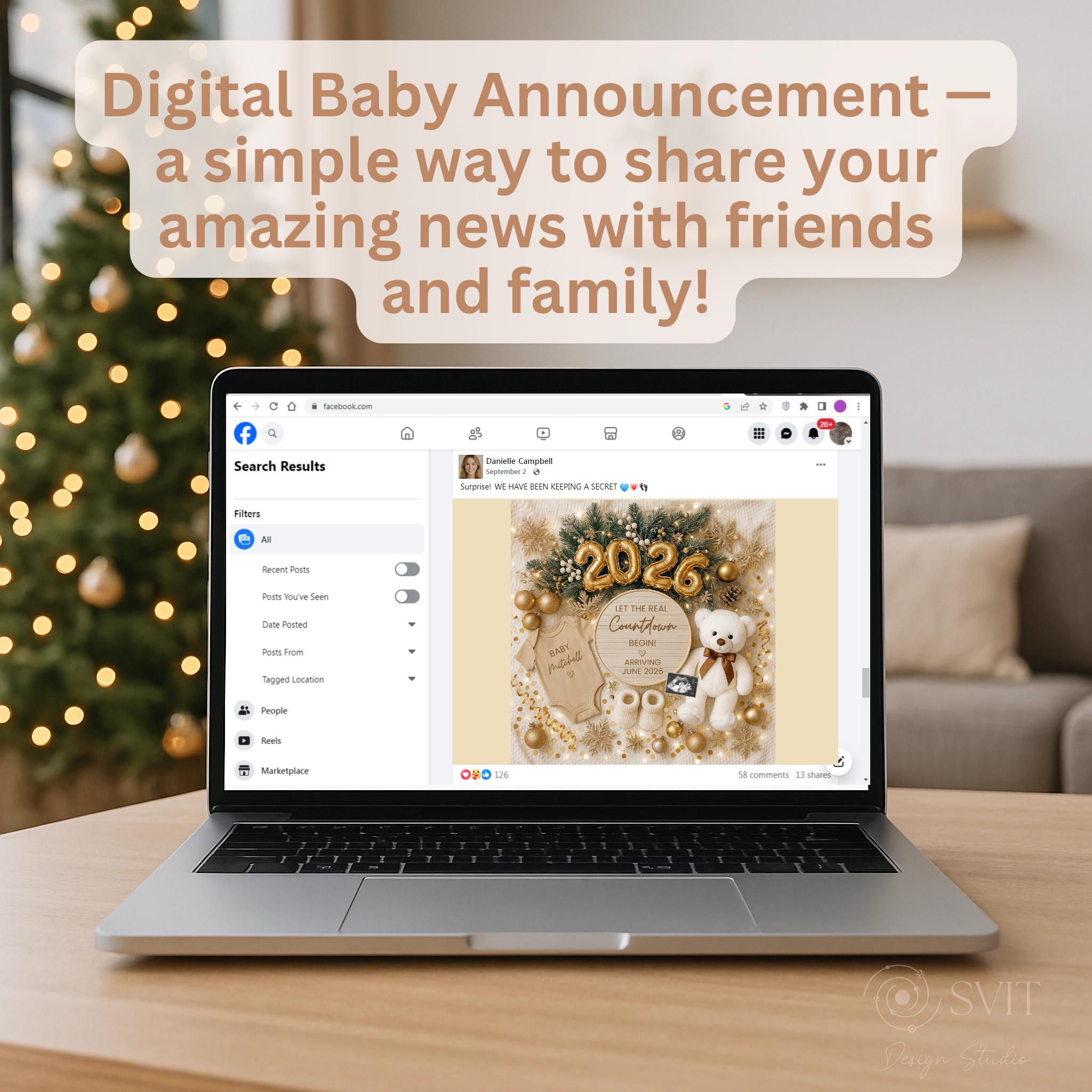 New Year Baby Announcement Digital Template 2026 Countdown, January ...