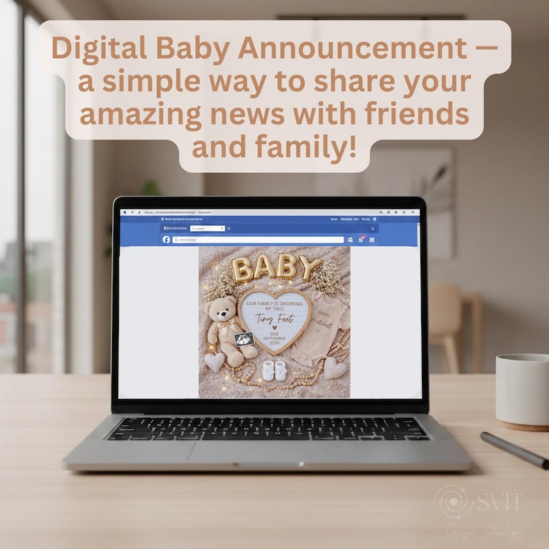 Baby Announcement Digital Template Tiny Feet Beige, Gender Neutral ...