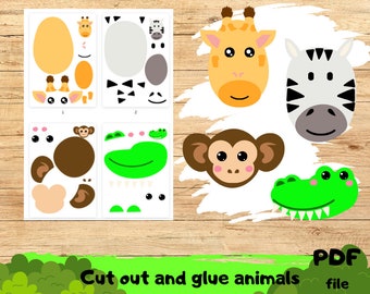 Cut Out and Glue Animals Crafts for Kids. Cut Out and Paste Scissors ...