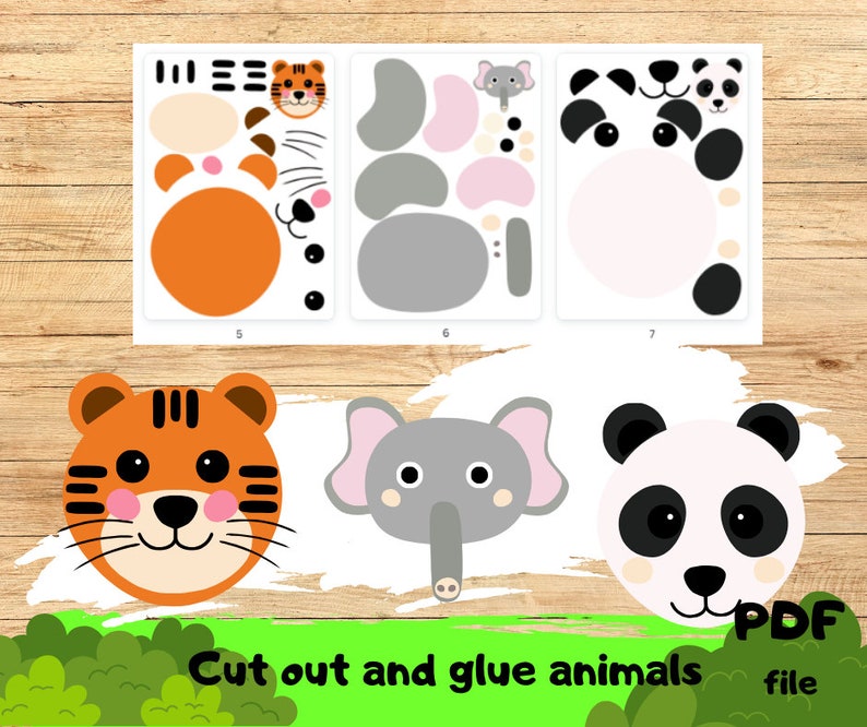 Cut Out and Glue Animals Crafts for Kids. Scissors Skills Activity ...