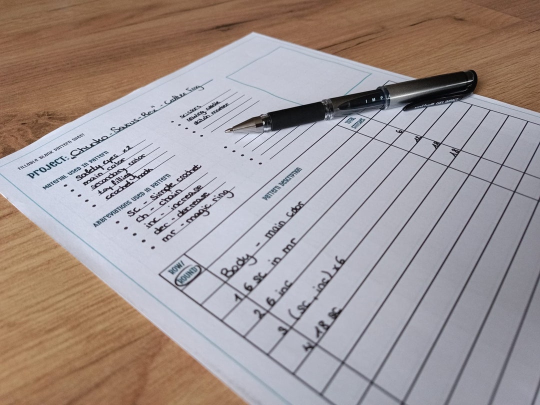 Fillable Blank Pattern Sheet - Etsy