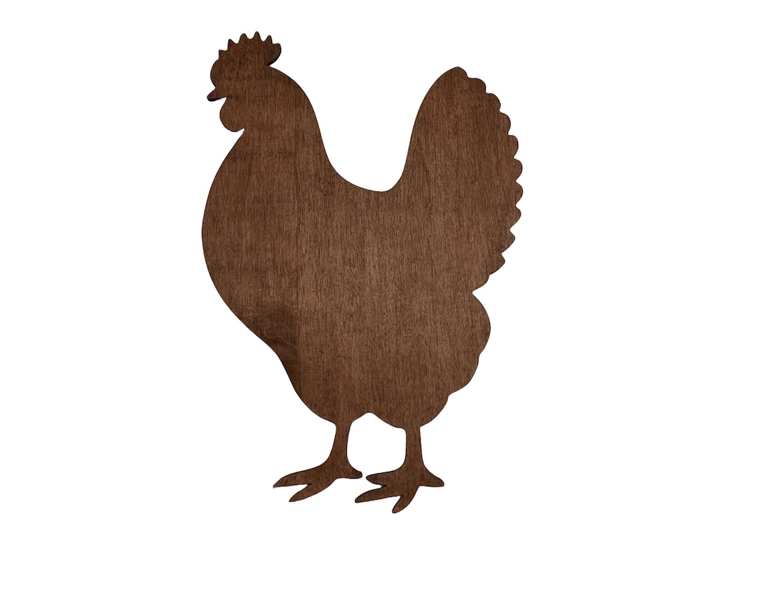 Laser Cut Wooden Chicken Decor - Stained Maple Plywood, Rustic ...