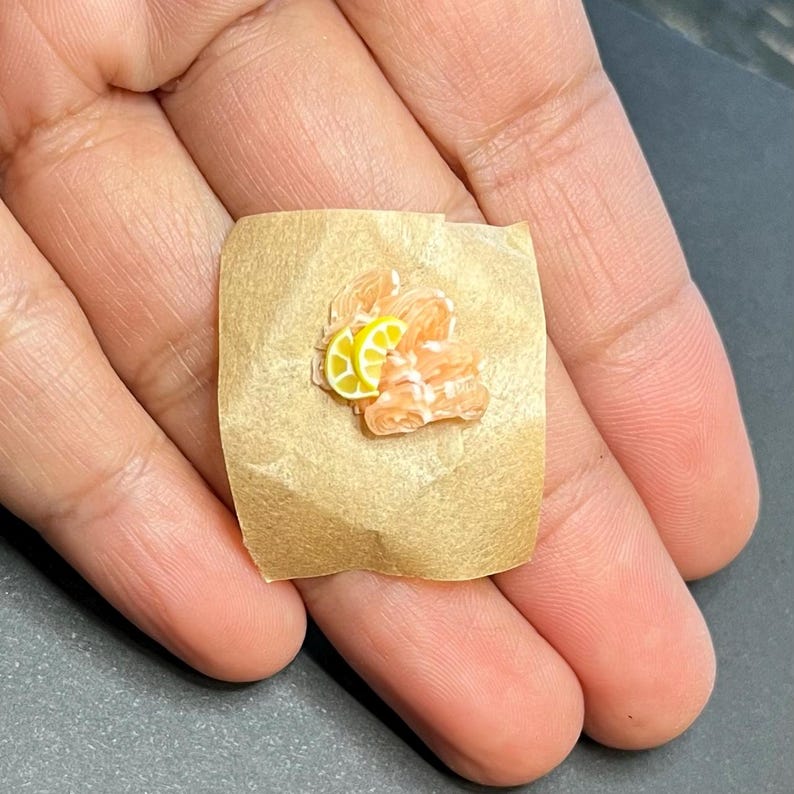1:18 Scale Miniature Salmon Slices With Lemon | Polymer Clay Dollhouse ...