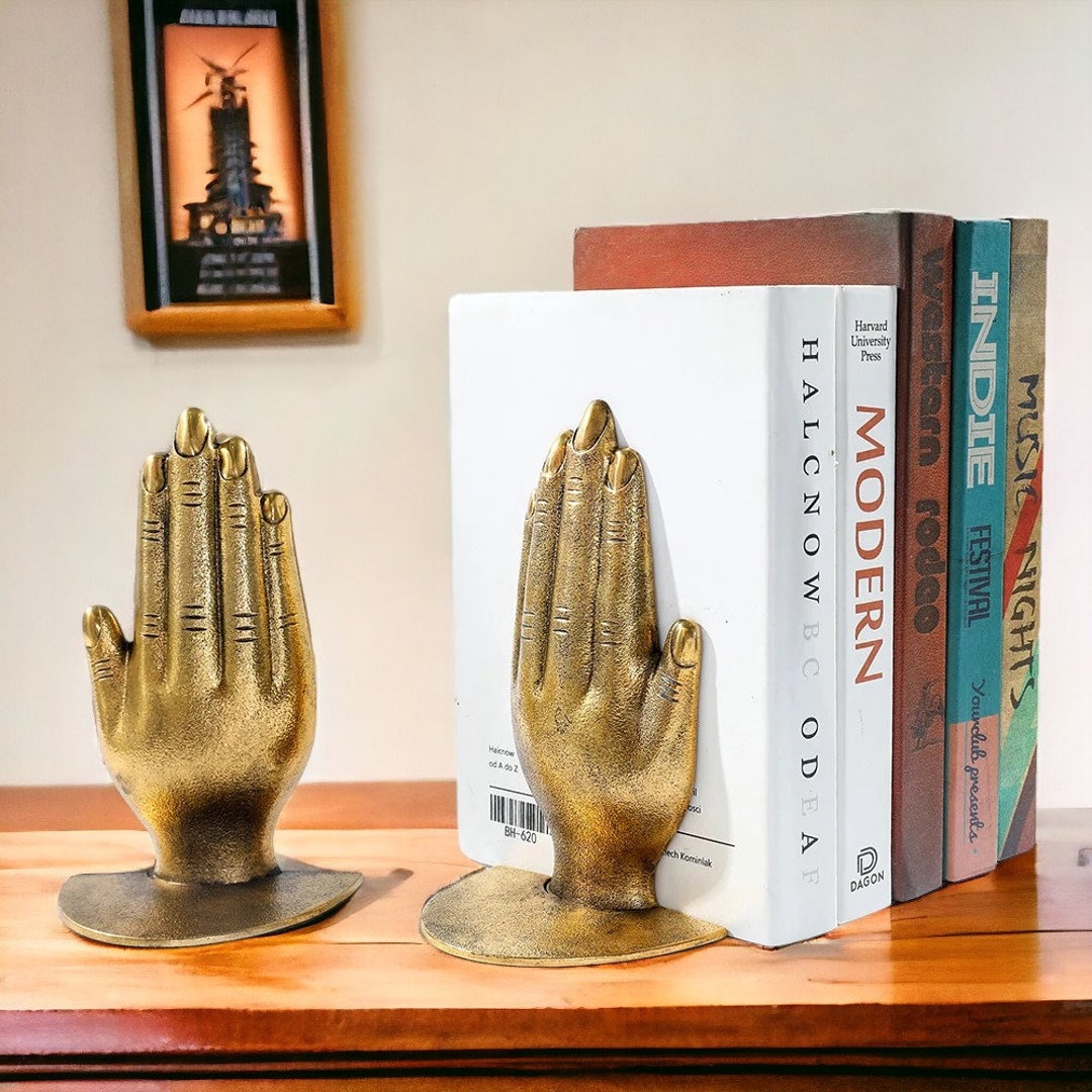 Praying Hands Bookends, Gift Collection Home Iron Bookends, Office ...