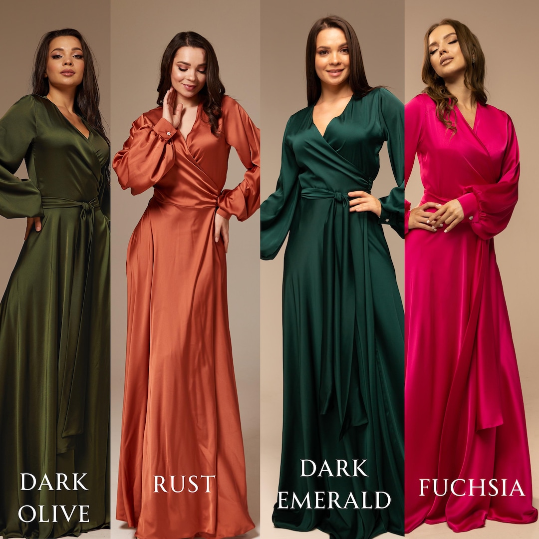 Full Wrap Silk Maxi Dress, Bridesmaid Dress, Wedding Guest Dress, Plus ...