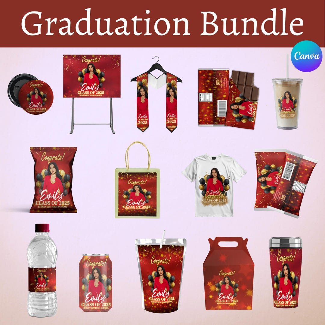 Graduation Party Favor Bundle, Graduation Chip Bag Canva Template ...