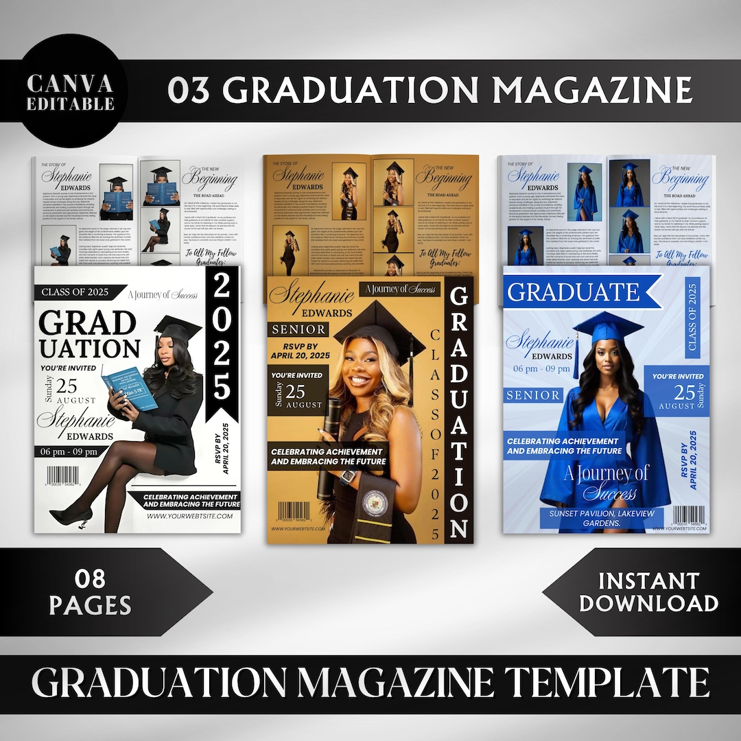 Graduation Magazine Template, High School Senior Graduation Magazine ...