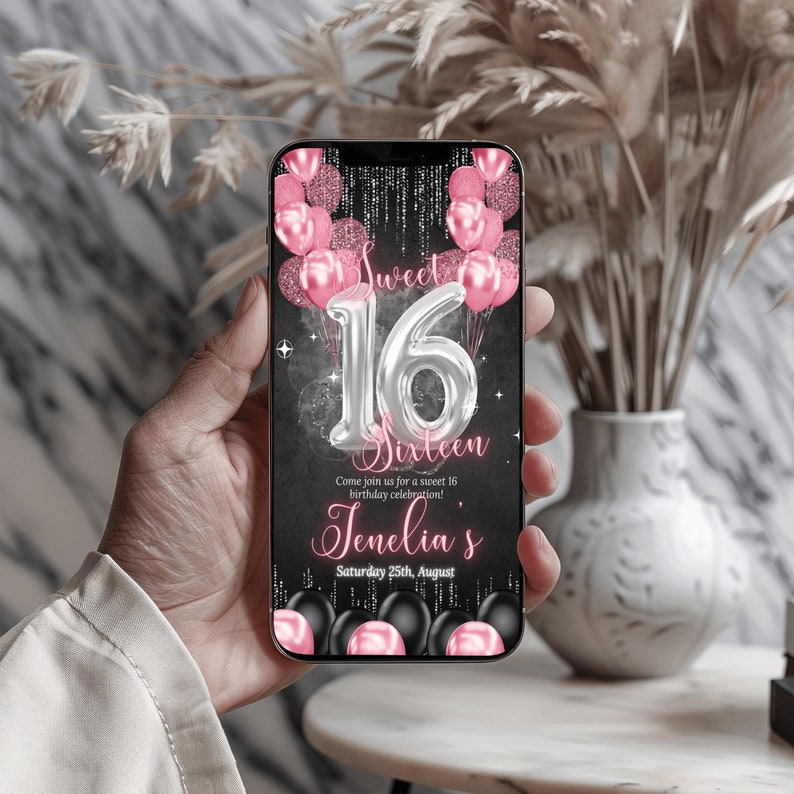 Sweet 16 Sixteen Birthday Invitation, Animated 16th Birthday Party ...
