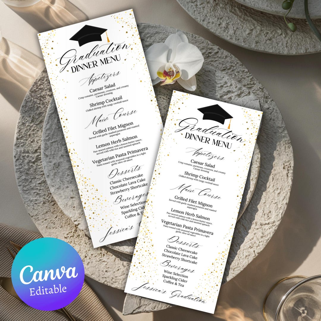 Graduation Party Menu Template, Editable Graduation Menu, and Drink ...
