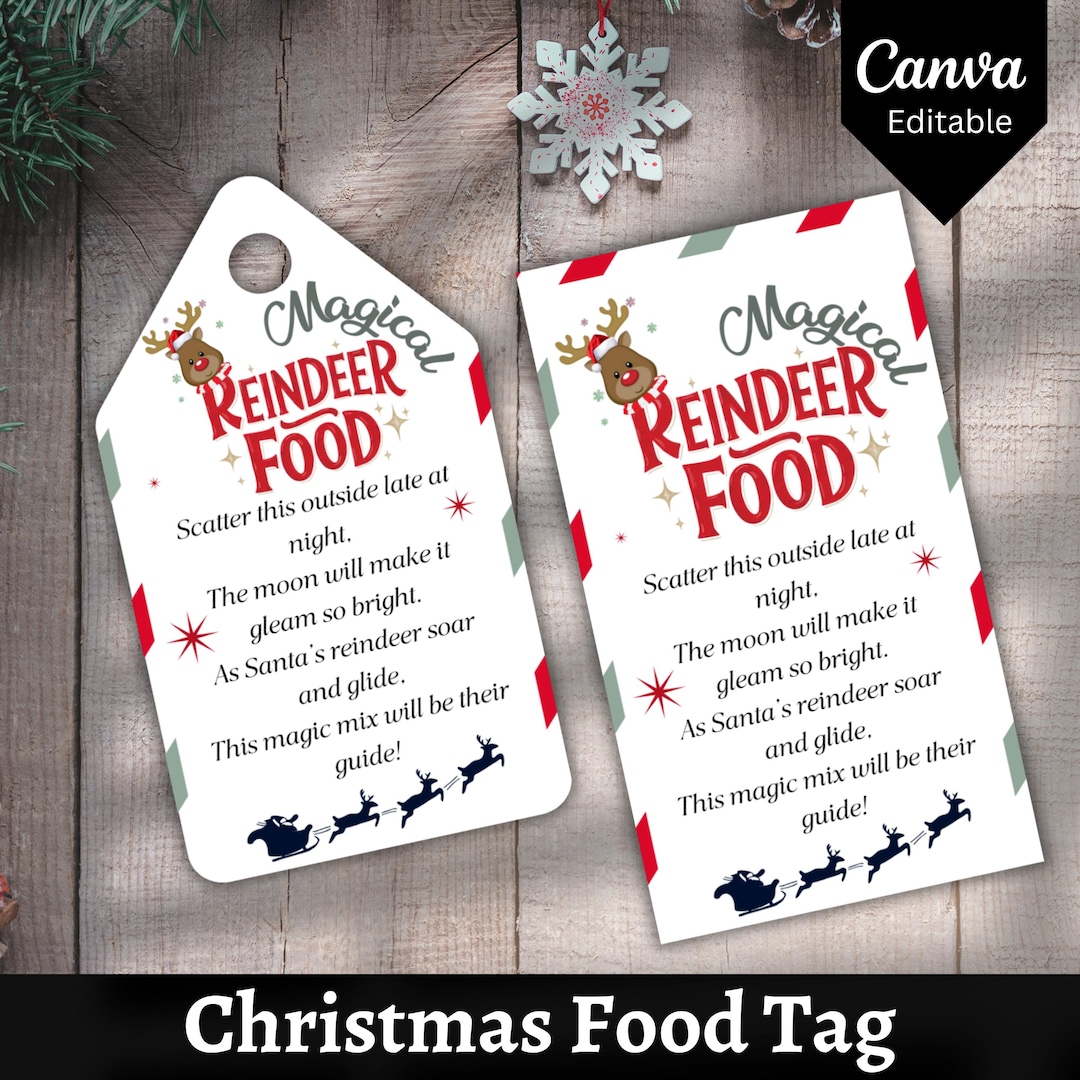 Christmas Reindeer Food Tag, Magic Reindeer Food Tag, Editable ...