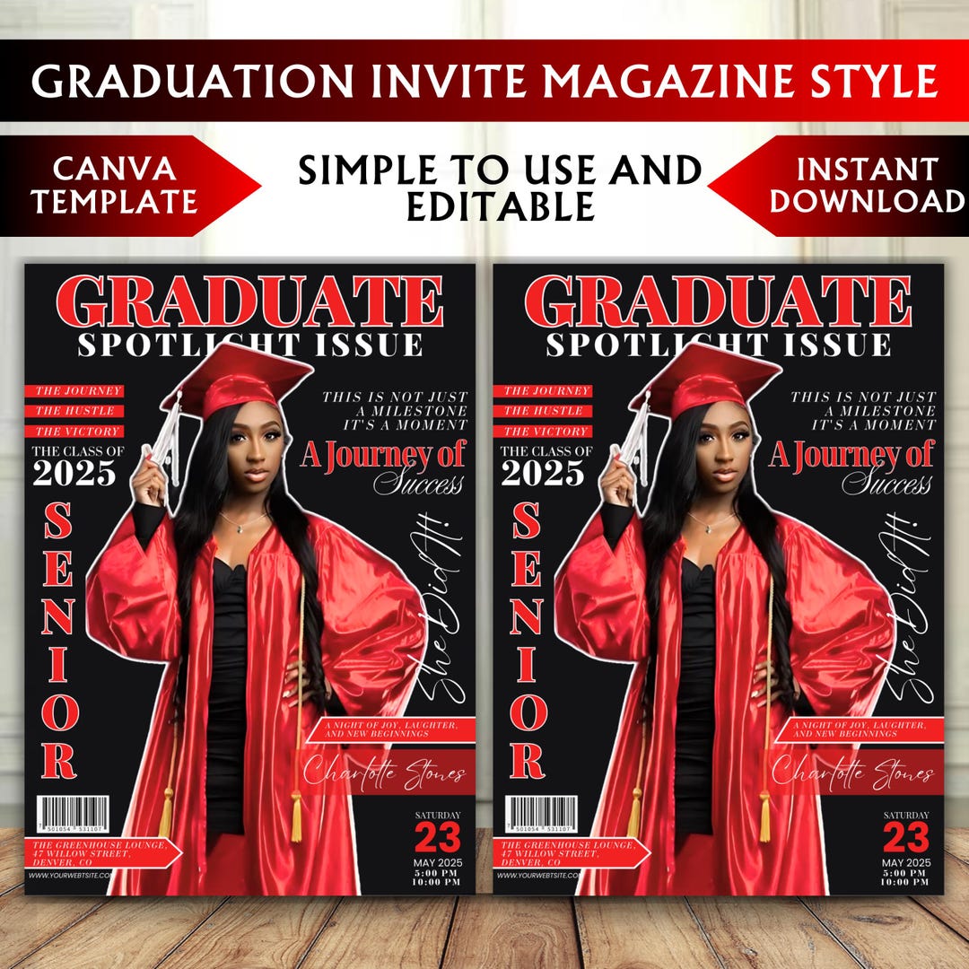 Magazine Style Graduation Invitation, Modern Grad Announcement ...