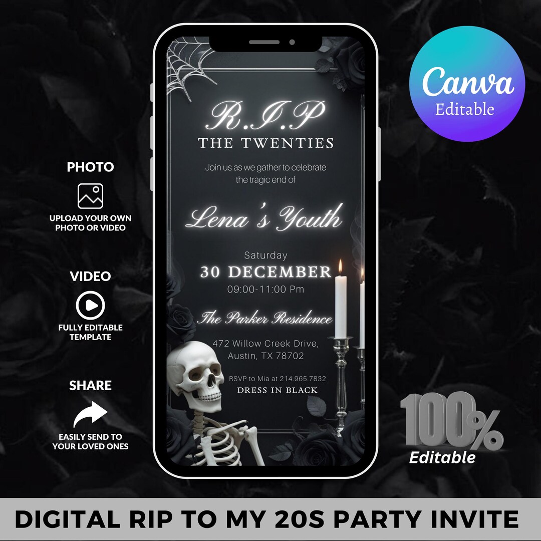 Digital Death to My 20s Invite | Death to My 30s | Gothic Birthday ...