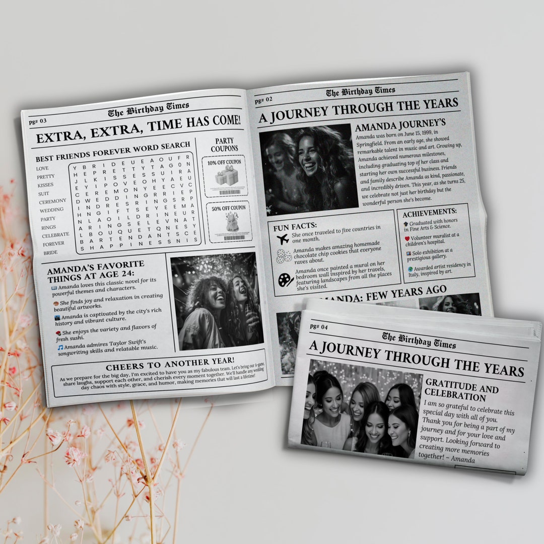 Editable Birthday Newspaper Template, Canva Birthday Newspaper ...