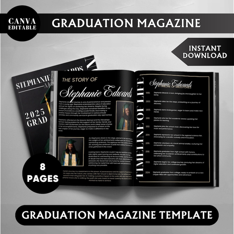 Graduation Magazine Template, High School Senior Graduation Magazine ...