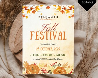 Fall Festival Invitation, Editable Fall Festival Flyer, Church Fall ...