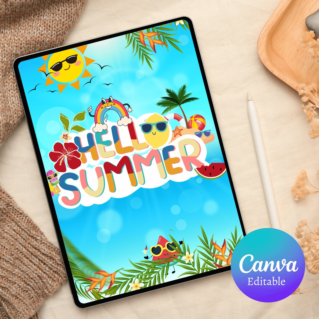 Hello Summer Invitation, End of Year Party Invitation, Editable ...