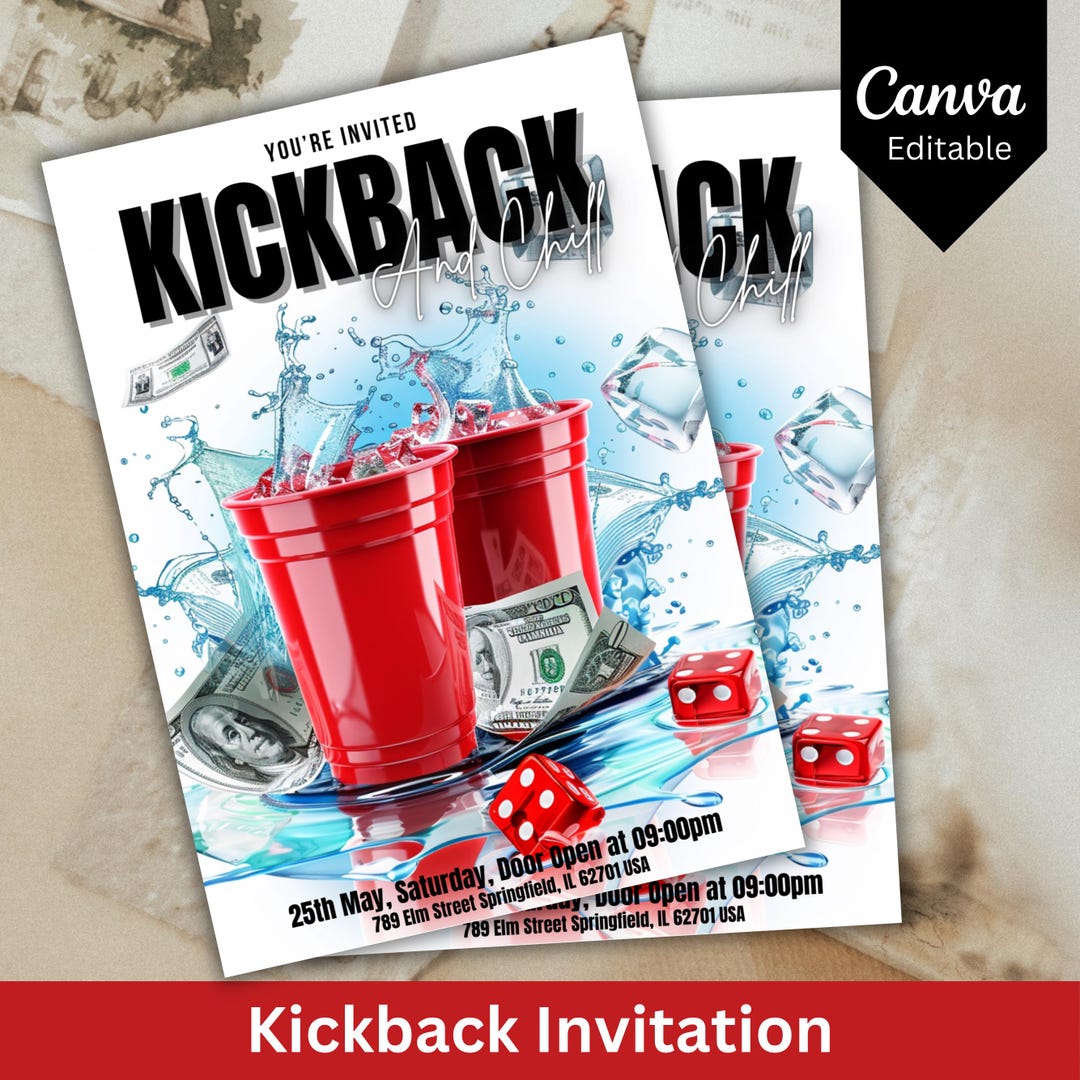 Kickback Flyer, Kickback Party Invitation, Edit With Free Canva, Party ...