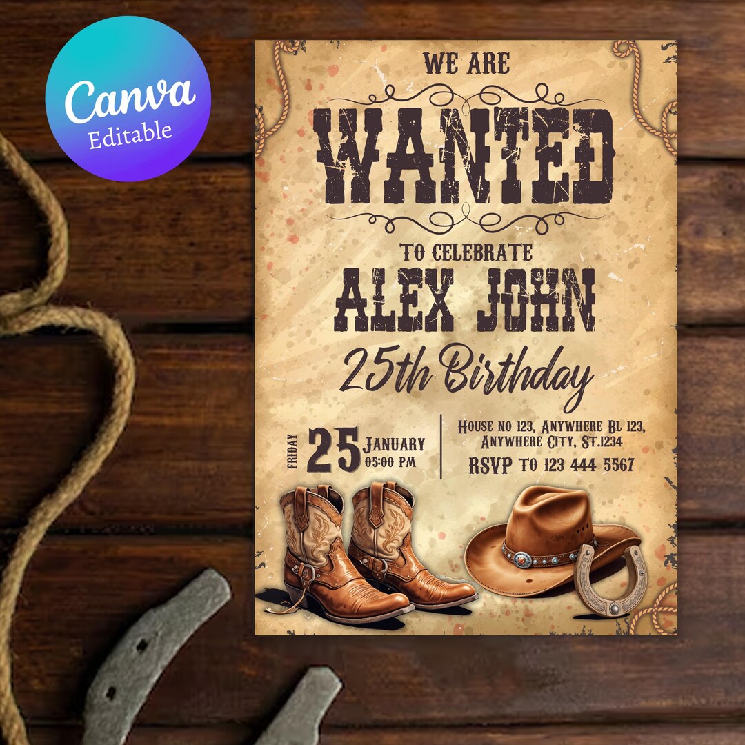 Editable Country Western Invitation, Western Hoedown Birthday Party ...