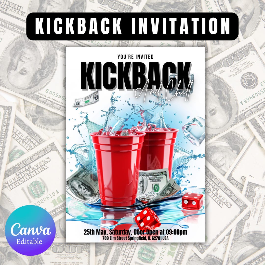Kickback Flyer, Kickback Party Invitation, Edit With Free Canva, Party ...
