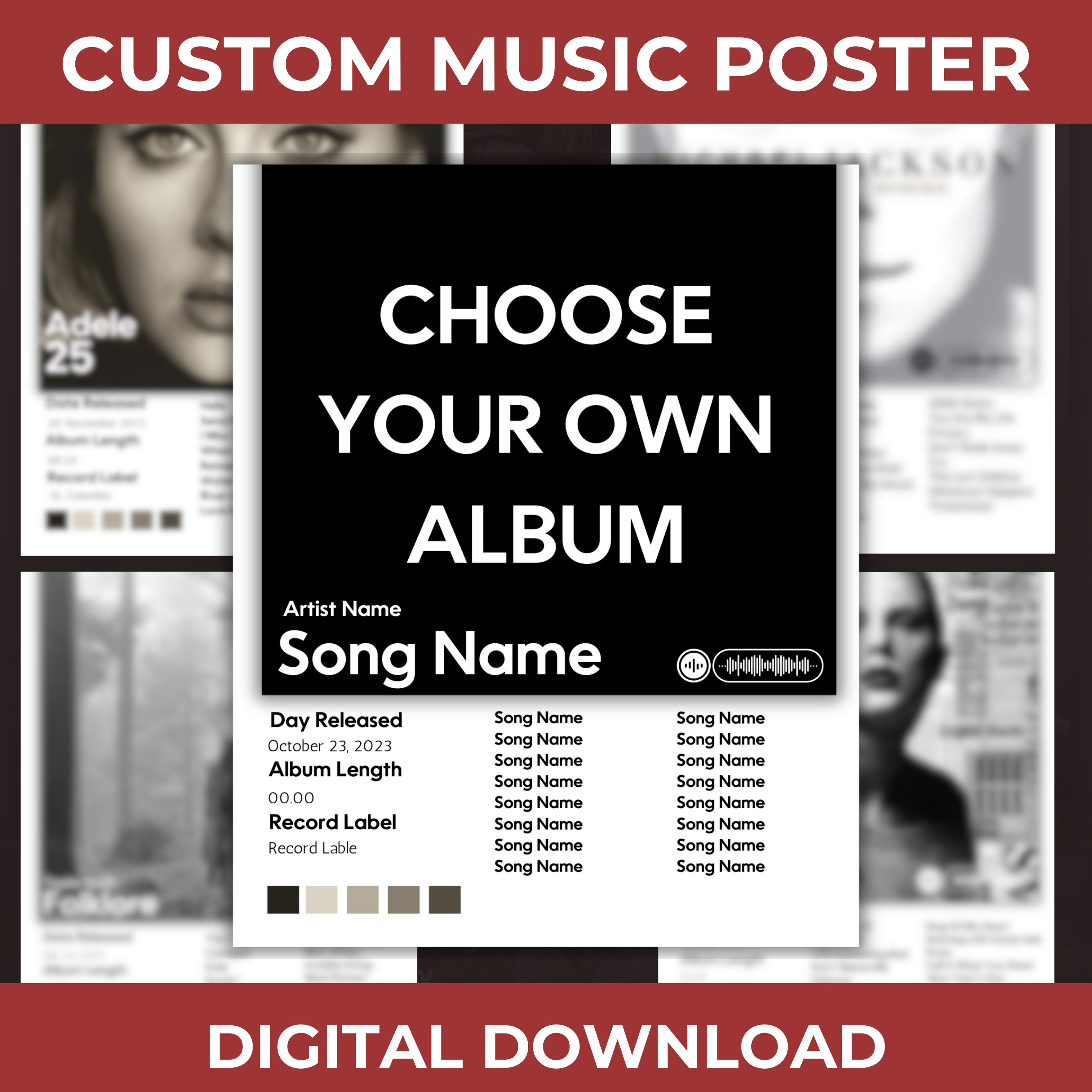 Choose Your Own Album Poster, Custom Album Poster, Personalized Album ...