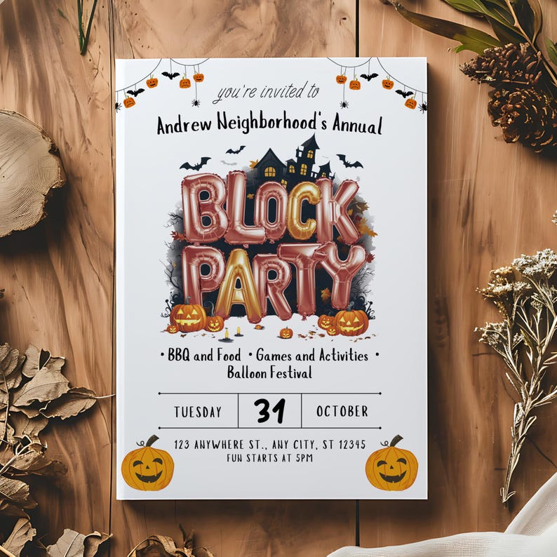 Editable Block Party Template, Block Party Invite, Neighborhood BBQ ...