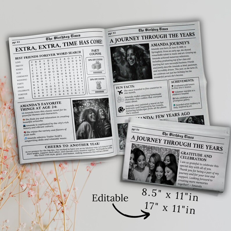 Editable Birthday Newspaper Template, Canva Birthday Newspaper ...