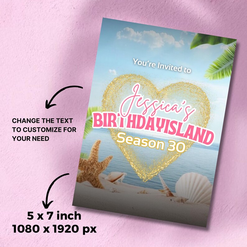 Editable Island Birthday Invitation Template, Tropical Birthday Party ...