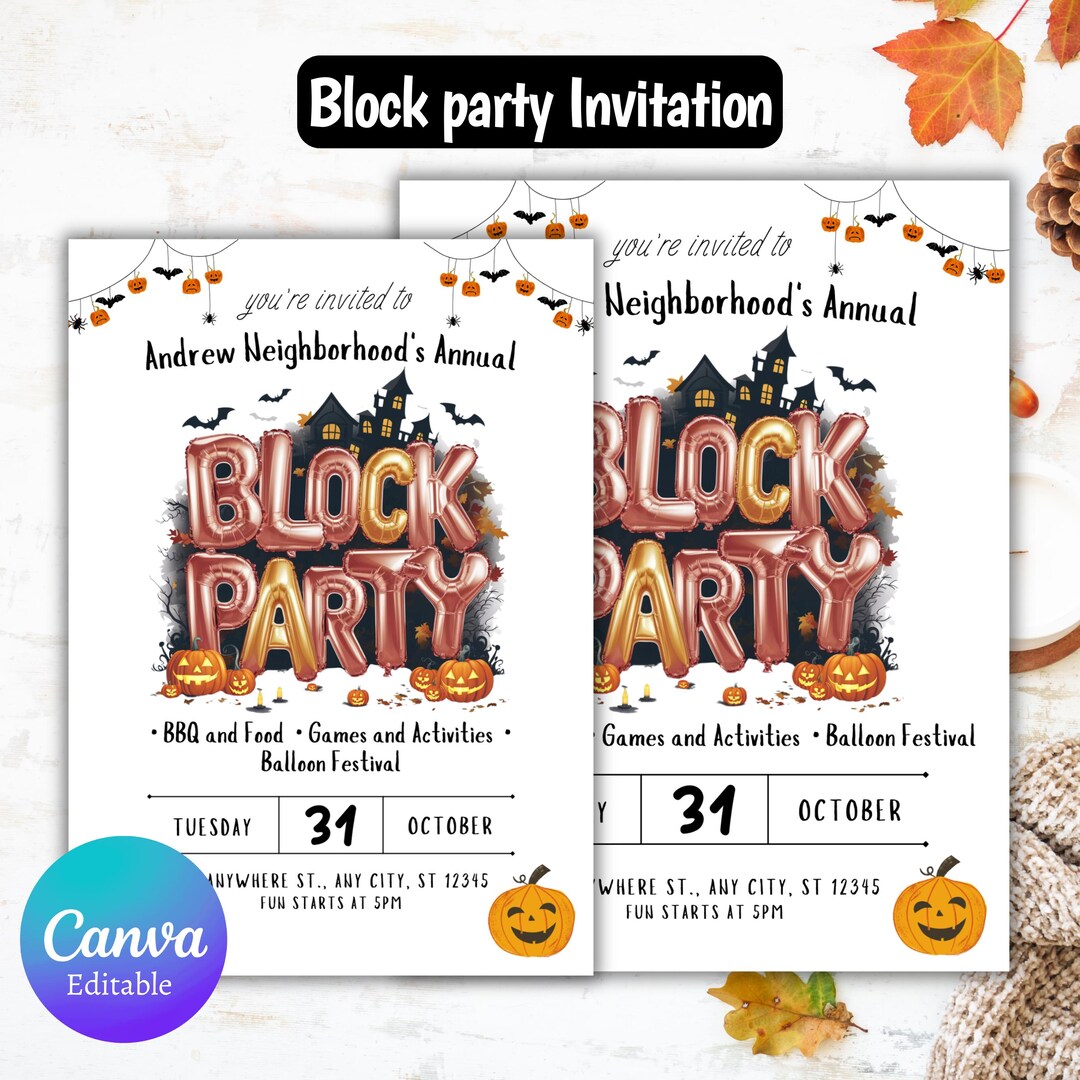 Editable Block Party Template, Block Party Invite, Neighborhood BBQ ...