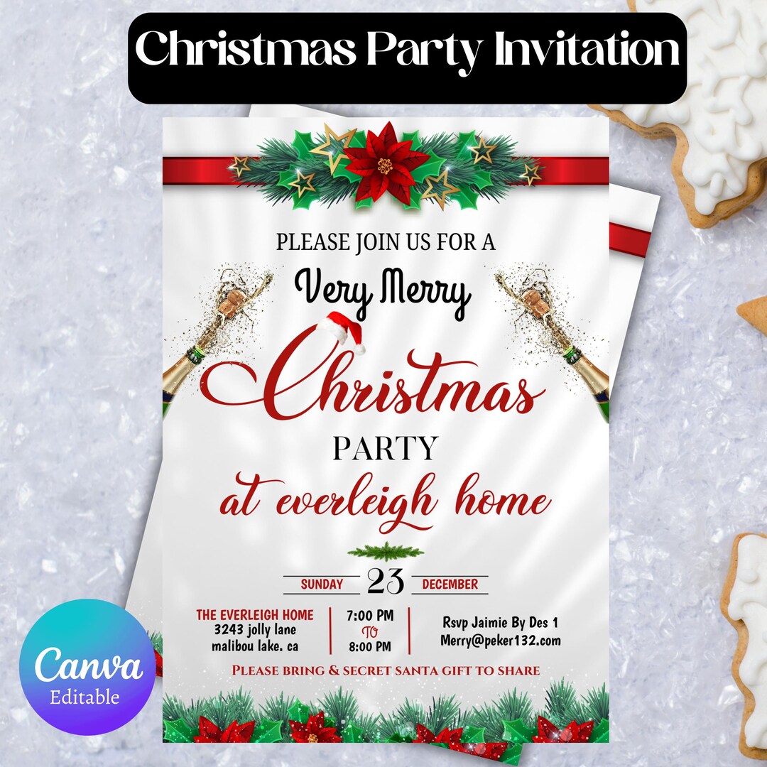 Digital Christmas Invitation, Editable Christmas Party Invitation ...