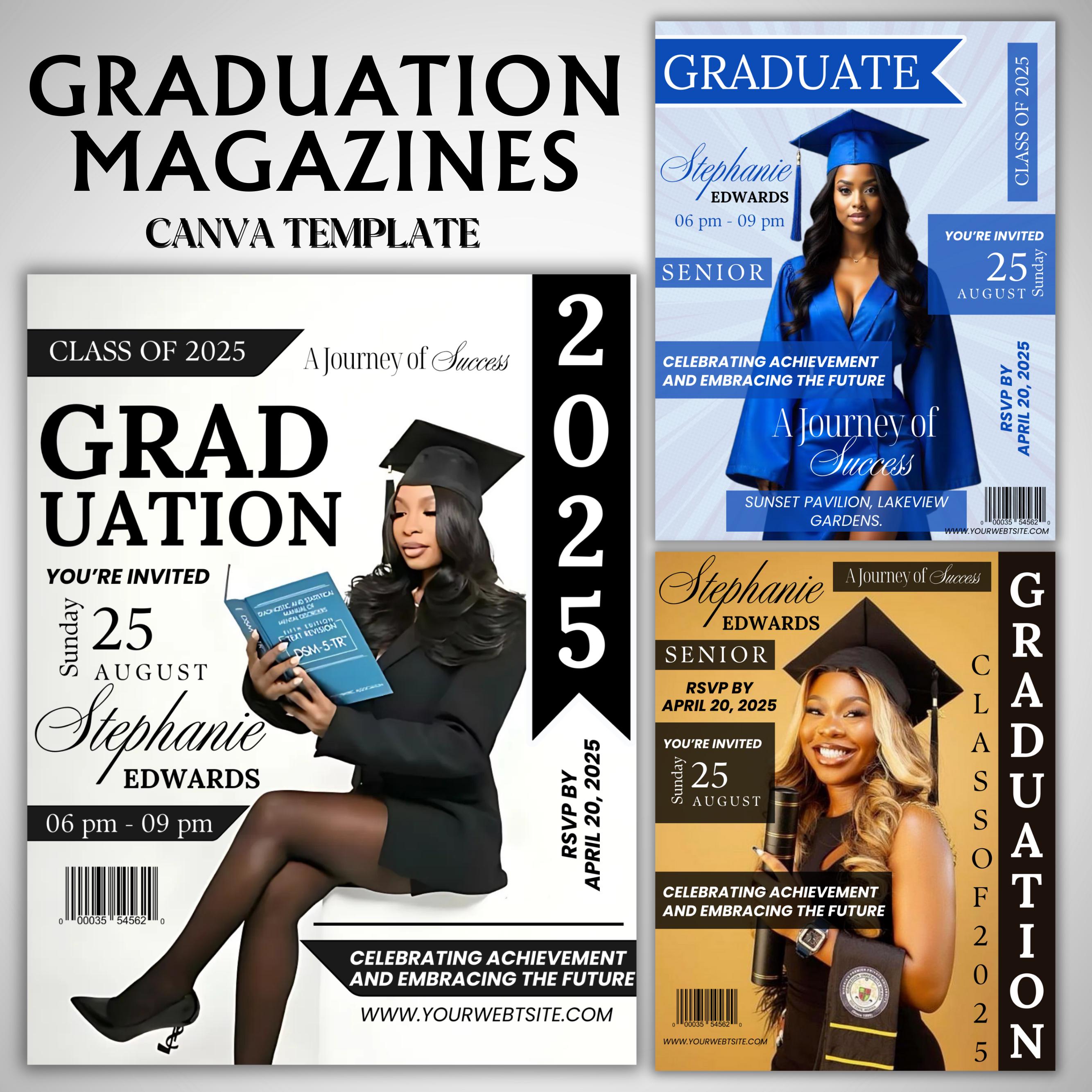 Graduation Magazine Template, High School Senior Graduation Magazine ...