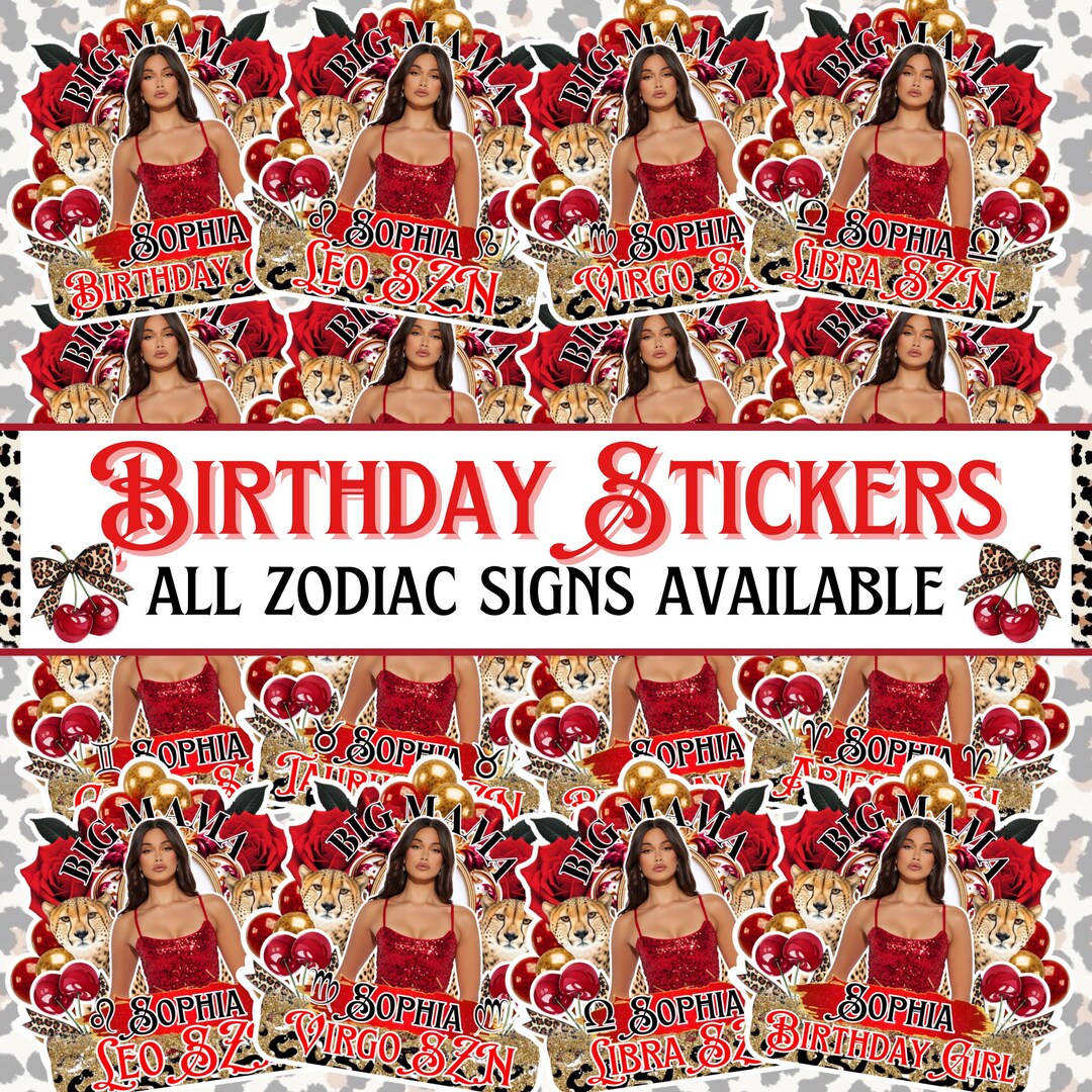 Zodiac Birthday Designs Bundle, Cheetah Big Mama Styrofoam Cup Sticker ...